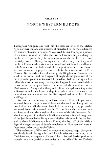 (PDF) Robert Chazan, “Northwestern Europe,” in Robert Chazan, ed., The ...