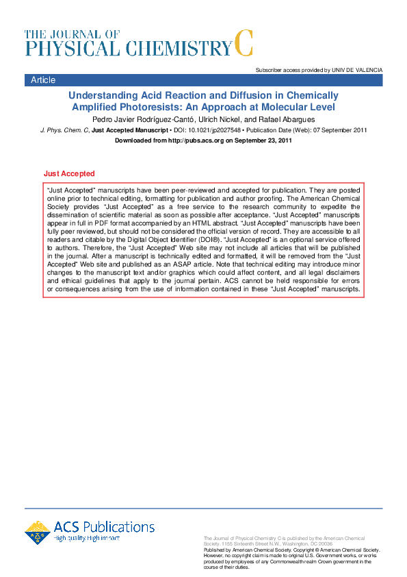 (PDF) Understanding Acid Reaction and Diffusion in Chemically Amplified ...