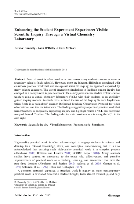 (PDF) Enhancing the Student Experiment Experience: Visible Scientific ...