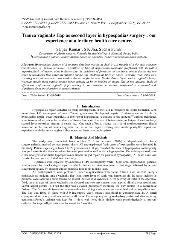 (PDF) Tunica vaginalis flap as second layer in hypospadias surgery ...