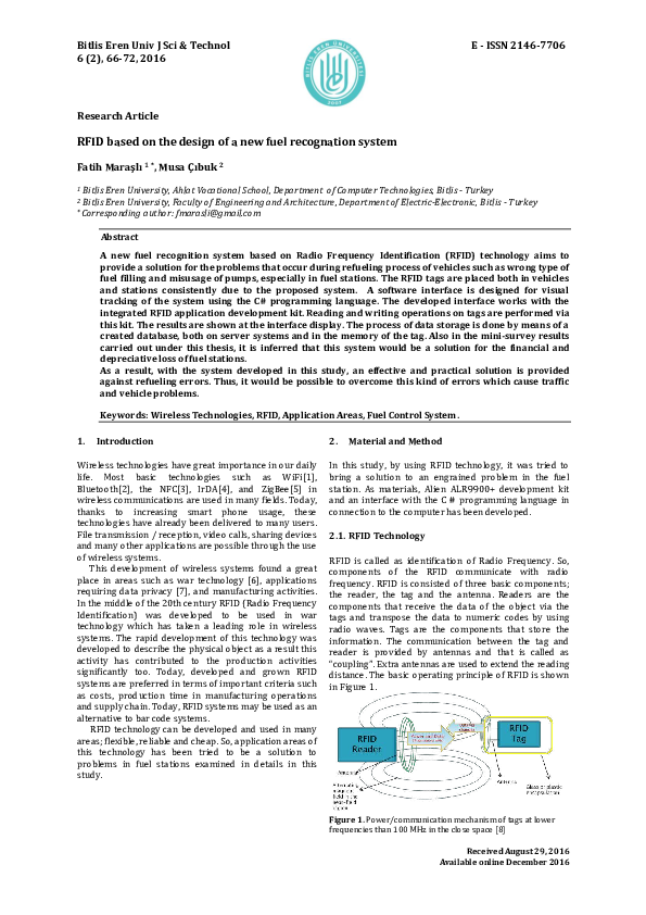 (PDF) RFID based on the design of a new fuel recognation system
