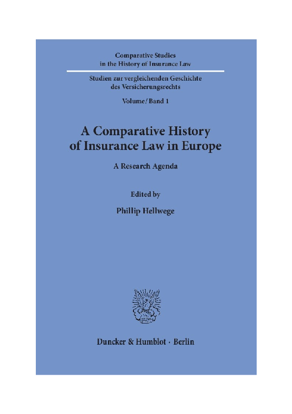 (PDF) Comparative studies in the History of Insurance law, volume 1.