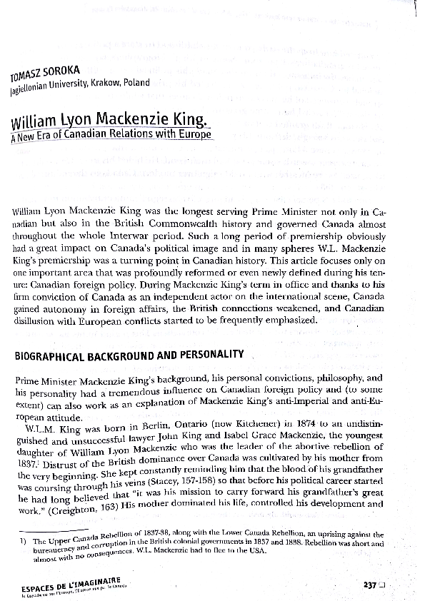 (PDF) William Lyon Mackenzie King: A New Era of Canadian Relations with ...