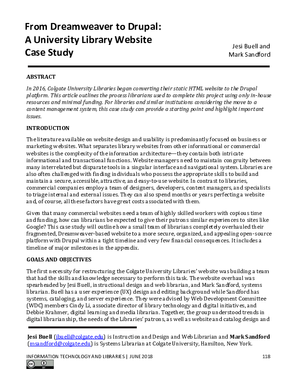 (PDF) From Dreamweaver to Drupal: A University Library Website Case Study