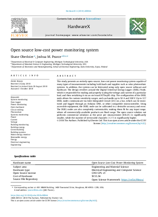 Pdf Open Source Low Cost Power Monitoring System