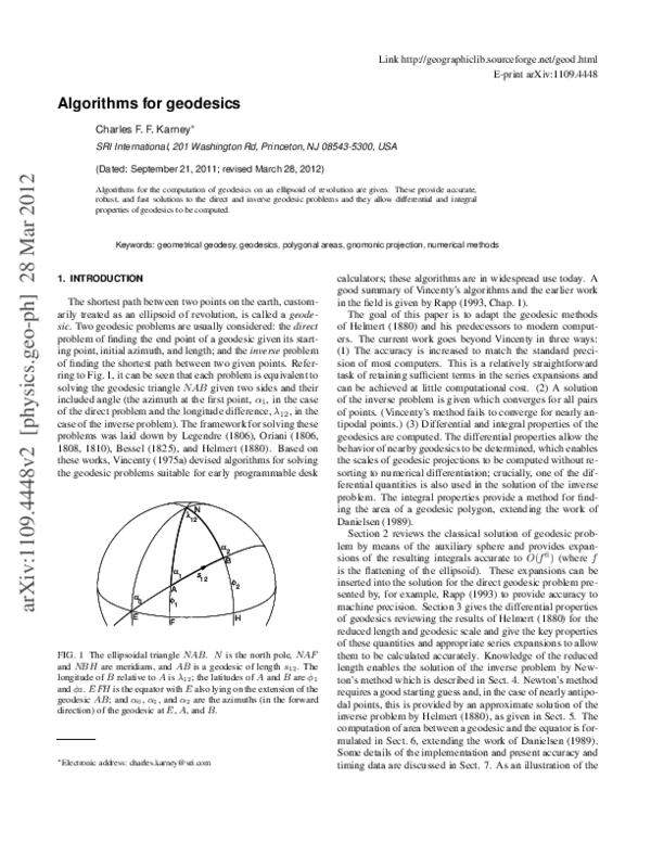 (PDF) Algorithms for geodesics
