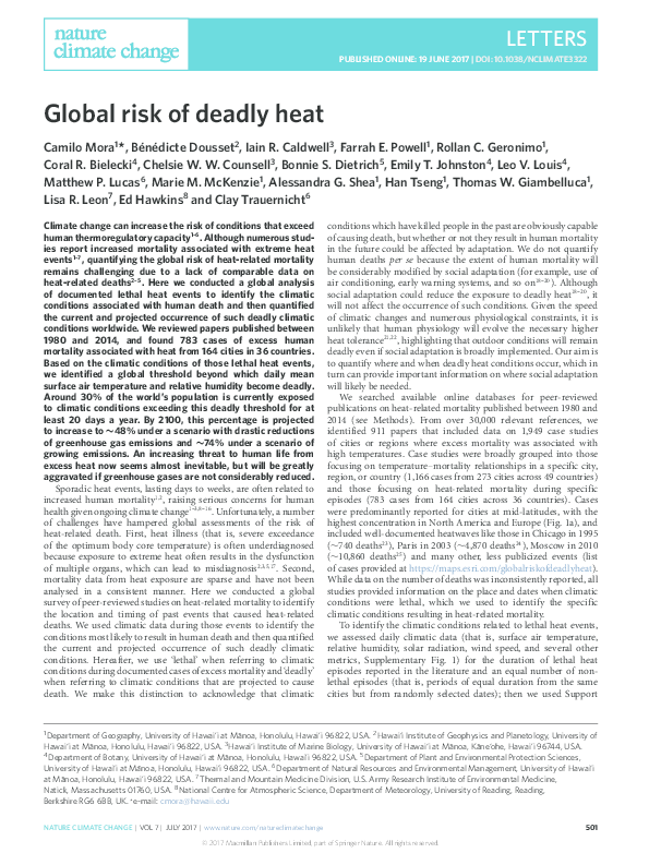 (PDF) Global risk of deadly heat