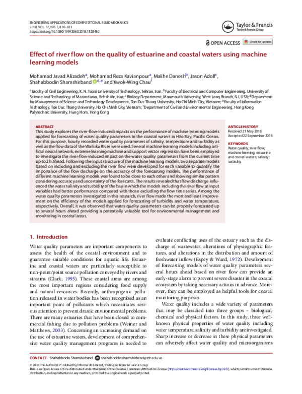 Pdf Effect Of River Flow On The Quality Of Estuarine And Coastal Waters Using Machine Learning