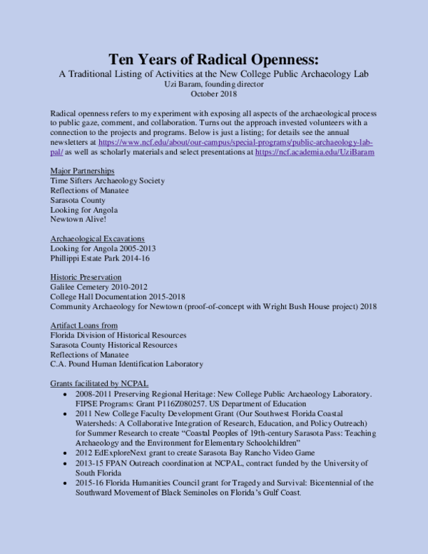 (PDF) Ten Years of Radical Openness