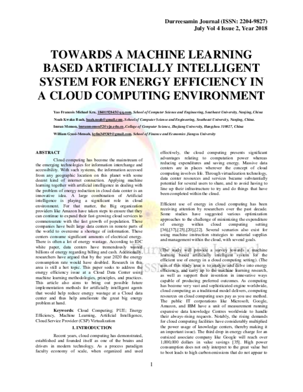 (PDF) TOWARDS A MACHINE LEARNING BASED ARTIFICIALLY INTELLIGENT SYSTEM FOR ENERGY EFFICIENCY IN ...