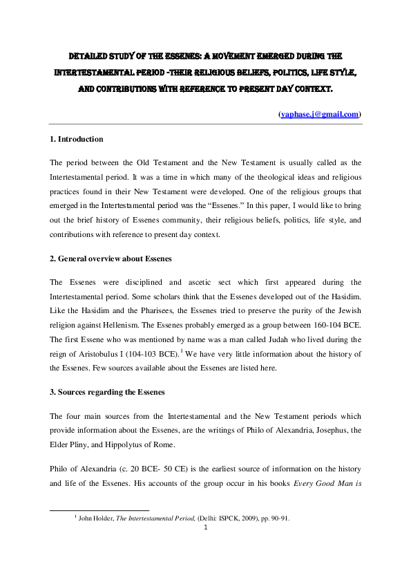 (PDF) Detailed Study of the Essenes: A Movement Emerged during the ...