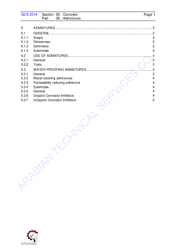 (PDF) QCS 2014 Qatar Construction Specifications (Section 5) PART 5 Additives