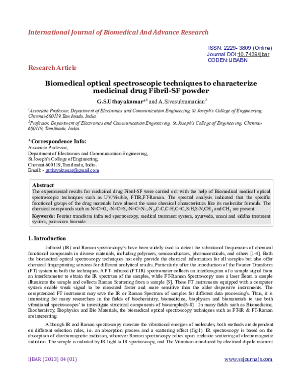 (PDF) Biomedical optical spectroscopic techniques to characterize ...