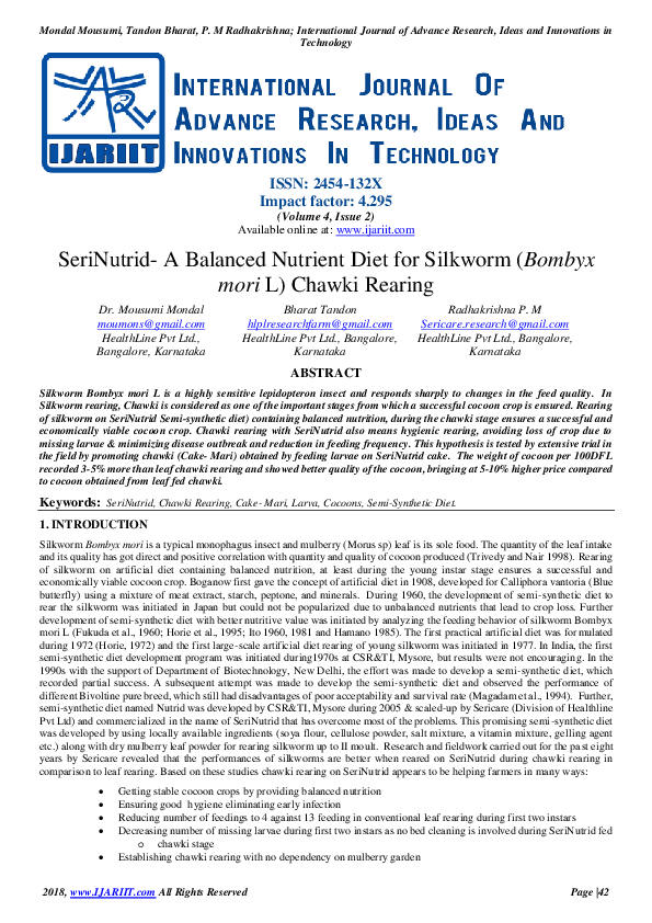 (PDF) SeriNutrid-A Balanced Nutrient Diet for Silkworm (Bombyx mori L ...