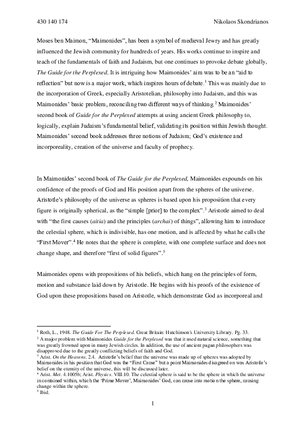 (DOC) Aristotle in Maimonides Greek Philosophi