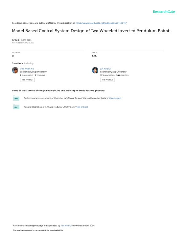 Pdf Model Based Control System Design Of Two Wheeled Inverted Pendulum Robot Performance