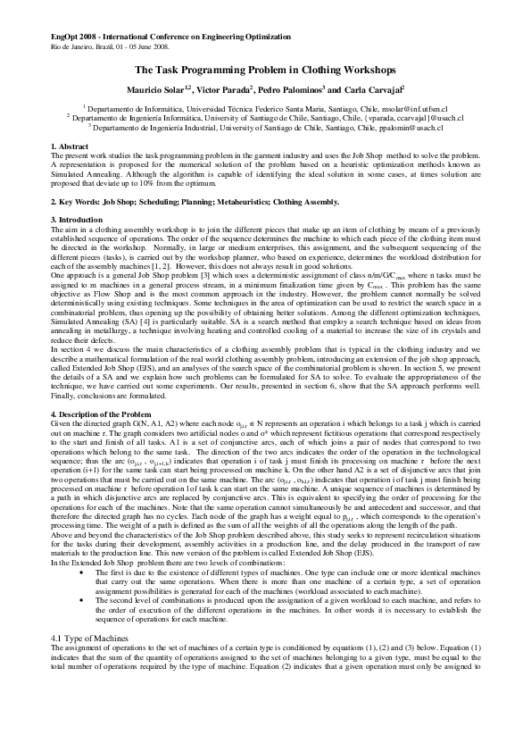 (PDF) The Task Programming Problem in Clothing Workshops