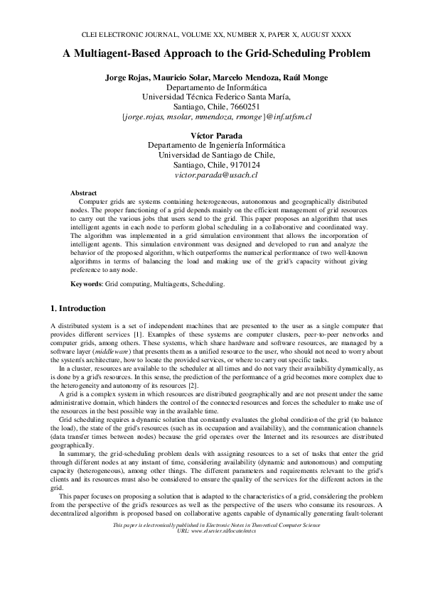 (PDF) A Multiagent-Based Approach to the Grid-Scheduling Problem | Mauricio Solar - Academia.edu