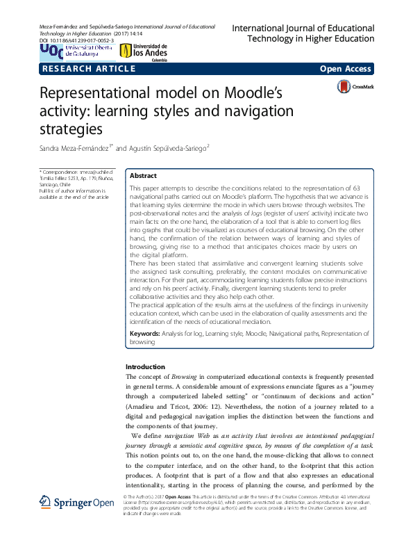(PDF) Representational model on Moodle's activity: learning styles and ...