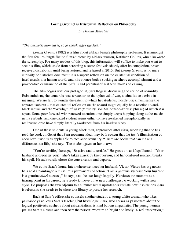 (PDF) Losing Ground as Existential Reflection on Philosophy