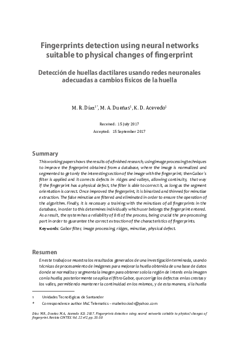 (PDF) Fingerprints detection using neural networks suitable to physical changes of fingerprint ...