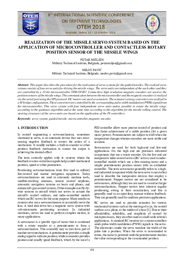 (PDF) REALIZATION OF THE MISSILE SERVO SYSTEM BASED ON THE APPLICATION OF MICROCONTROLLER AND ...