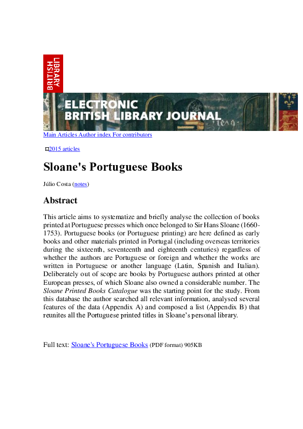 (PDF) Sloane's Portuguese Books