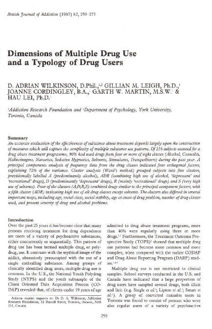 (PDF) Dimensions of Multiple Drug Use and a Typology of Drug Users