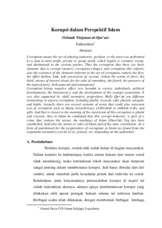 (PDF) Korupsi dalam Perspektif Islam