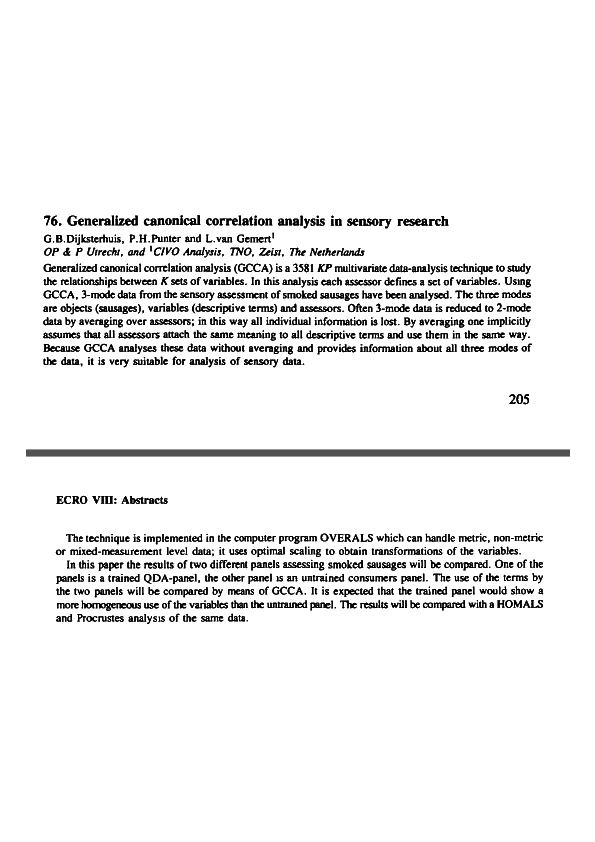 (PDF) Generalized canonical correlation analysis in sensory research