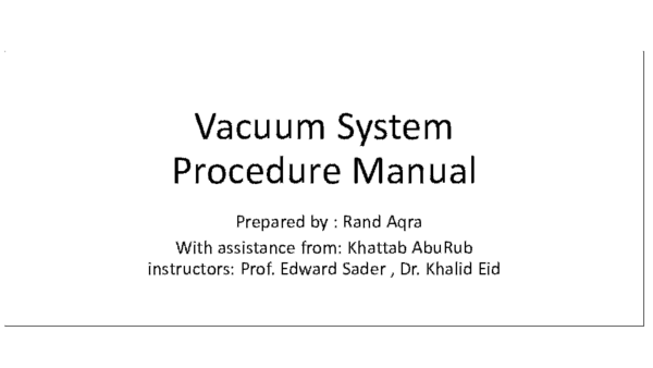 (PDF) Vacuum System Procedure Manual