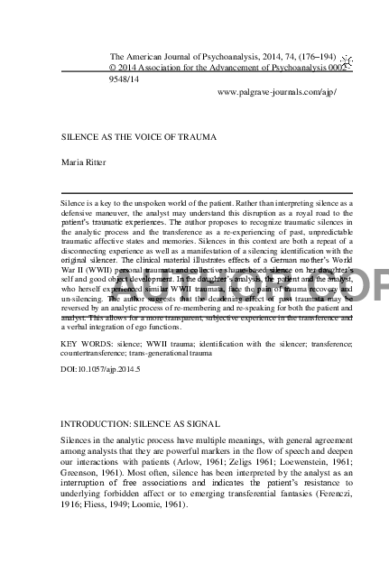 (DOC) Silence as the voice of trauma