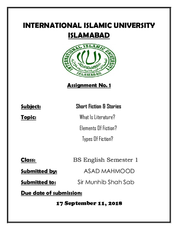 (DOC) Short fiction First assignment by Asad Mahmood
