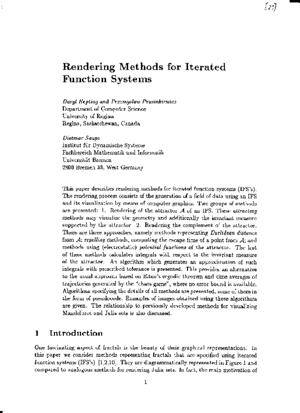 (PDF) Rendering methods for iterated function systems