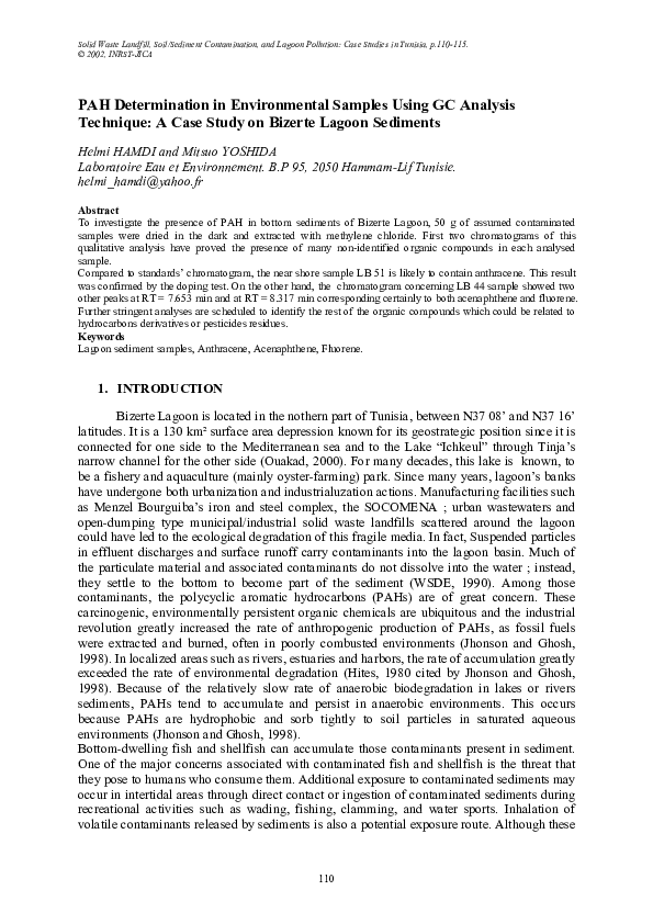 (PDF) PAH Determination in Environmental Samples Using GC Analysis ...