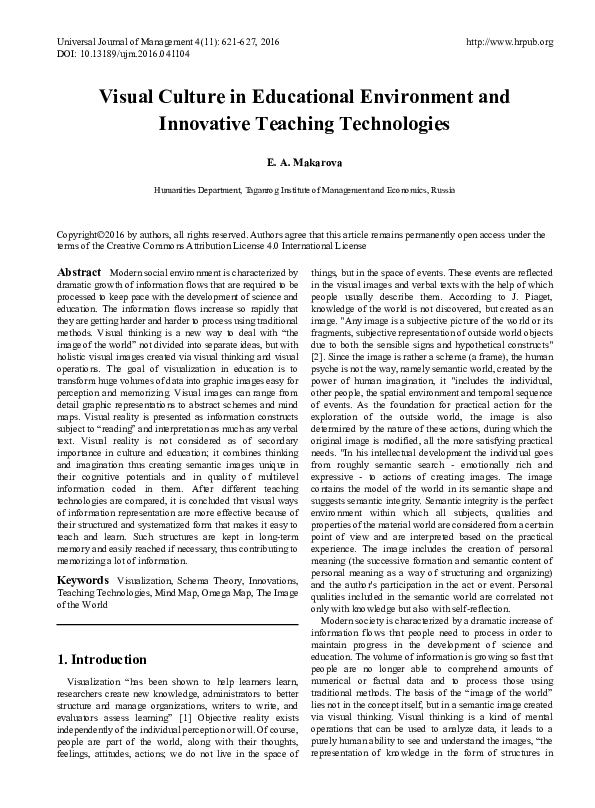 (PDF) Visual Culture in Educational Environment and Innovative Teaching ...