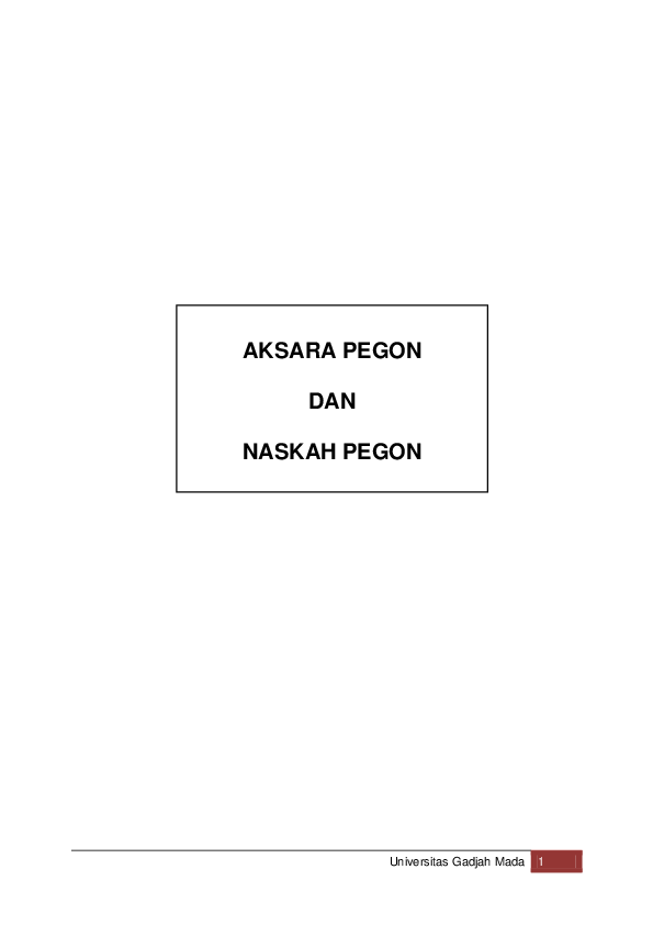 (PDF) Aksara Pegon