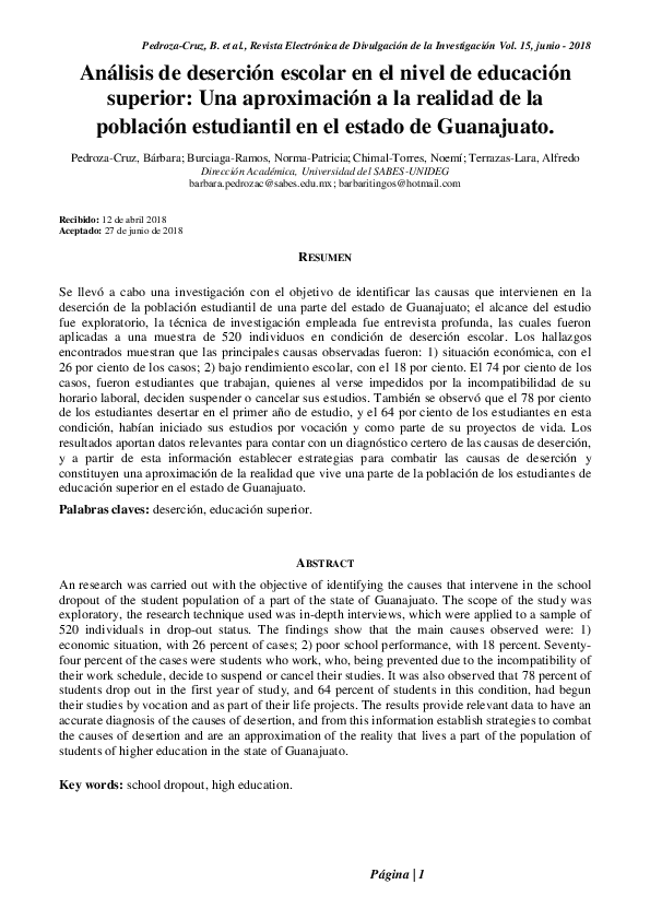 (PDF) Analisis de desercion escolar en educacion superior estudiantil ...