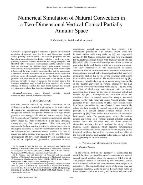 (PDF) Numerical Study of Natural Convection Heat Transfer in a Two-dimensional Vertical Conical ...