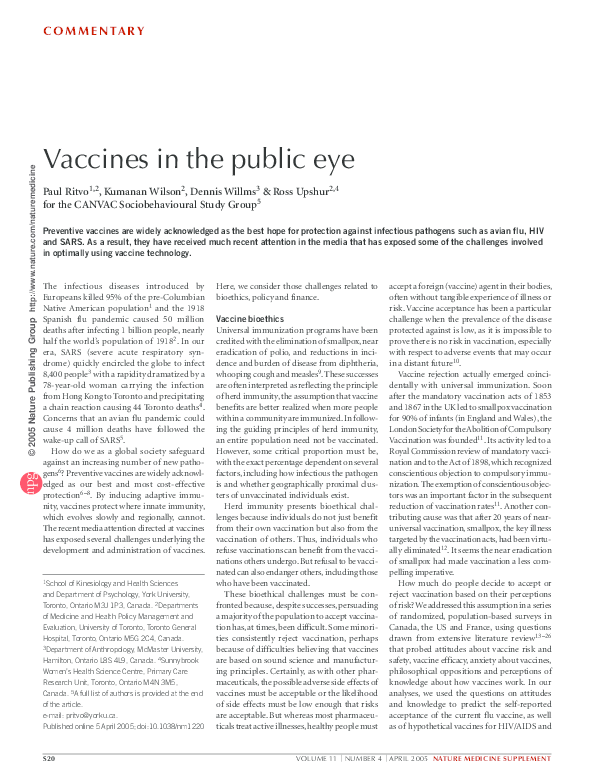 (PDF) Vaccines in the public eye