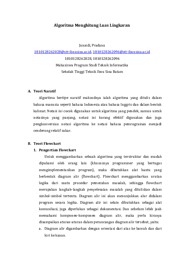 (PDF) Algoritma Menghitung Luas Lingkaran