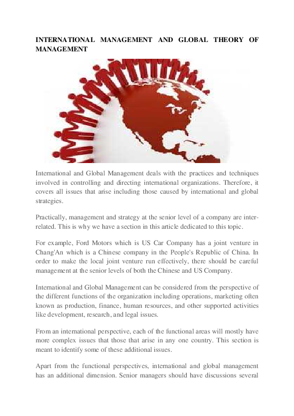 (PDF) INTERNATIONAL MANAGEMENT AND GLOBAL THEORY OF MANAGEMENT
