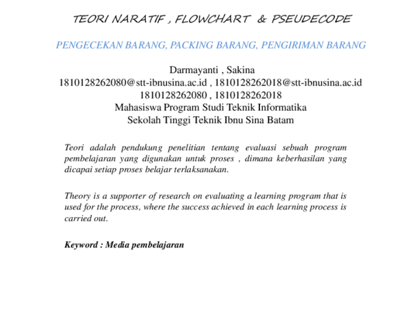 (PDF) TEORI NARATIF FLOWCHART PSEUDECODpoj | Siti Nur Sakina - Academia.edu (PDF) TEORI NARATIF FLOWCHART PSEUDECODpoj | Siti Nur Sakina - Academia.edu