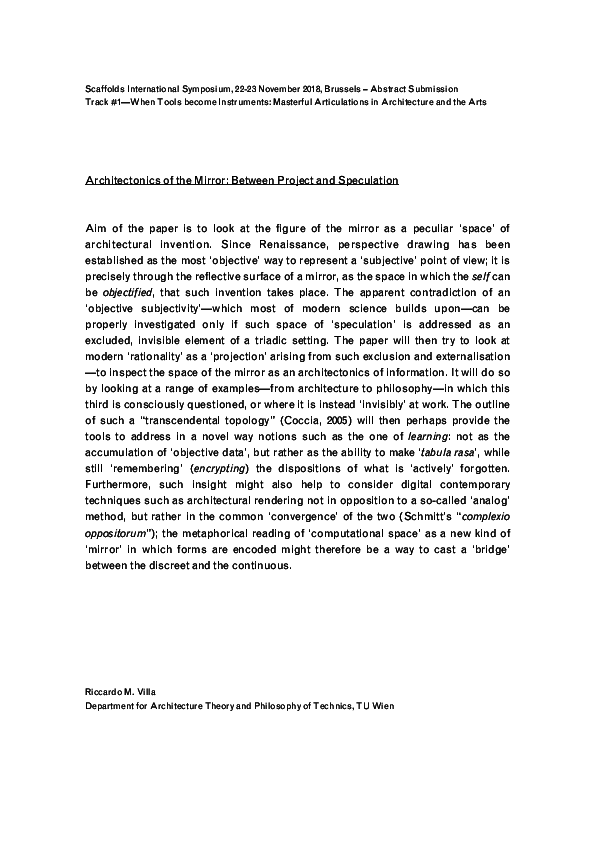 (PDF) Architectonics of the Mirror: Between Project and Speculation