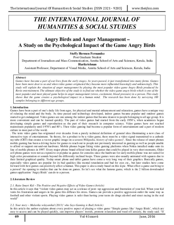 (PDF) THE INTERNATIONAL JOURNAL OF HUMANITIES & SOCIAL STUDIES Angry ...