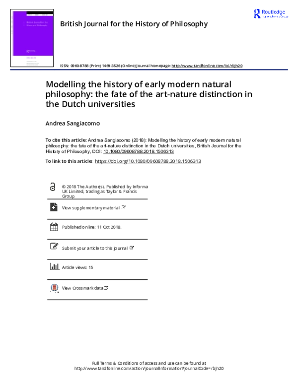 (PDF) Modelling the history of early modern natural philosophy: The ...