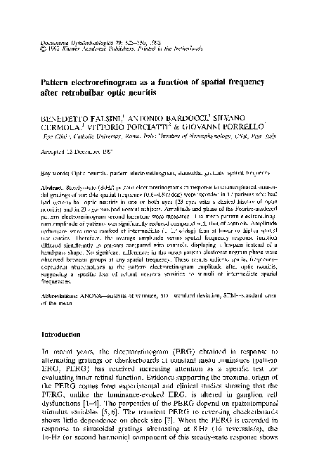 (PDF) Pattern electroretinogram as a function of spatial frequency in ...