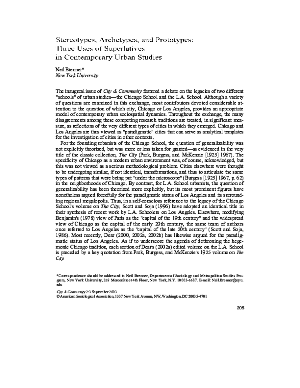 (PDF) Neil Brenner, “Stereotypes, archetypes and prototypes: three uses ...