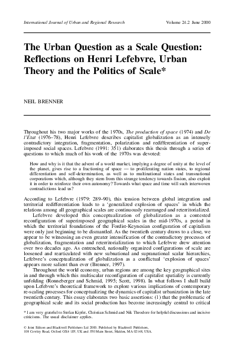 (PDF) Neil Brenner, "The urban question as a scale question ...