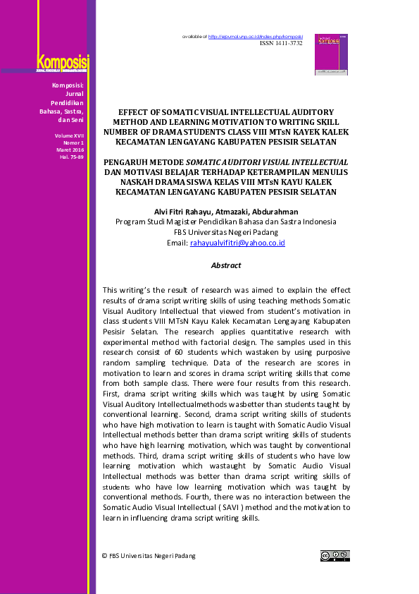 (PDF) Somatic, Auditory, Visual, Intellectual (Savi): Its Effectiveness to Teach Writing from ...